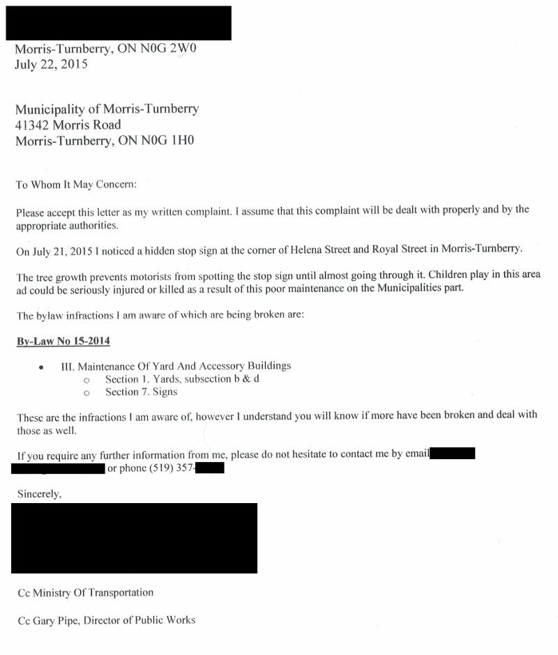 Citizen Files Complaint Regarding Morris-Turnberry Lack Of Maintenance ...